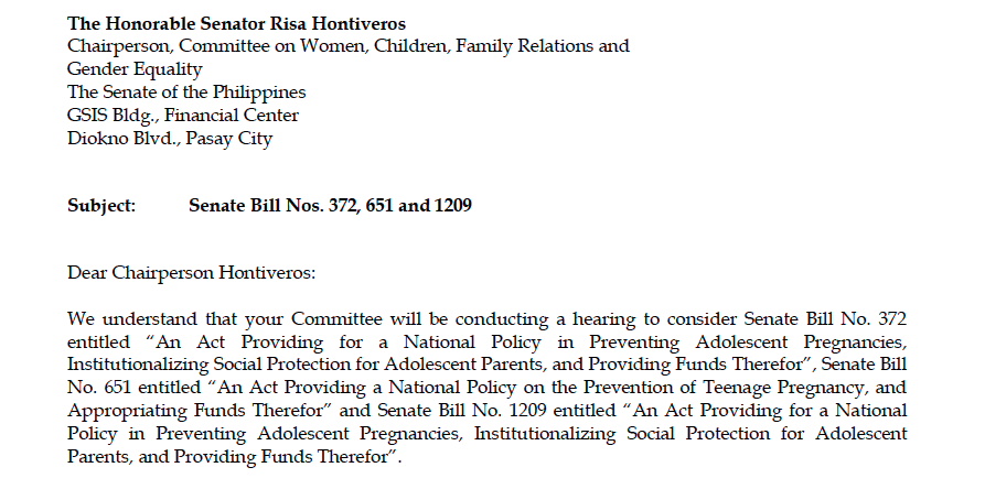 ALFI's statement on the SB 1979 (Prevention of Adolescent Pregnancy Act ...